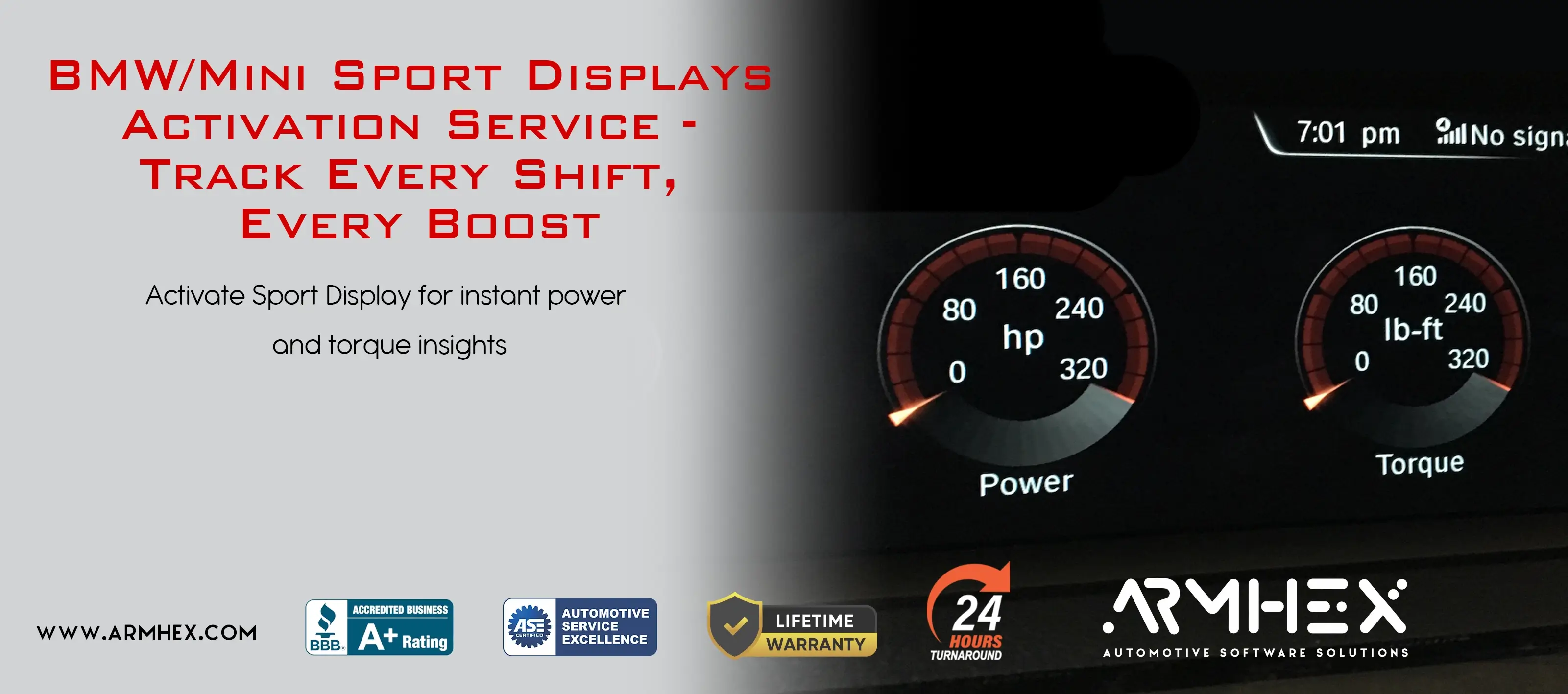 BMW Sports Display Online Service | ARMHEX